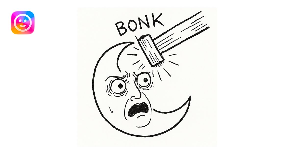waning crescent moon getting bonked, surprised face, meme style meme ...