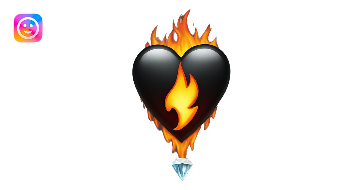 Black heart with diamond and fire emoji | AI Emoji Generator