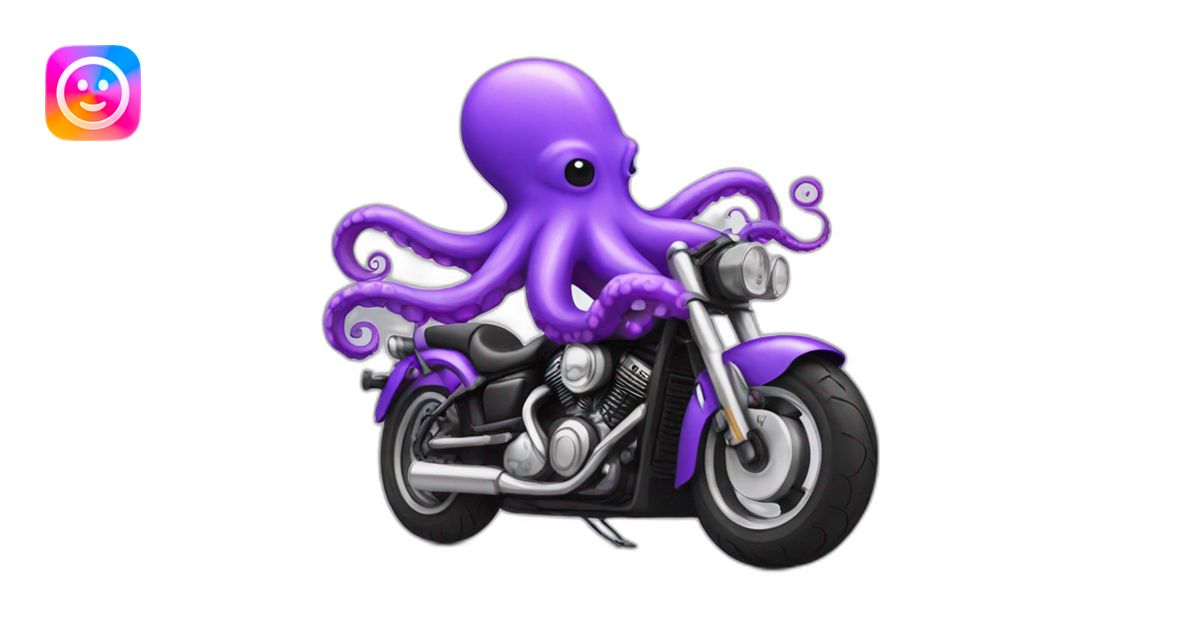 purple octopus on a motorcycle emoji | AI Emoji Generator