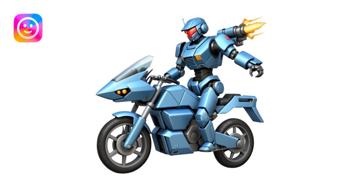an army mech shooting forward enemy mech motorcycle emoji | AI Emoji ...
