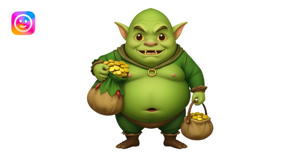 Fat goblin – Sack of gold emoji | AI Emoji Generator