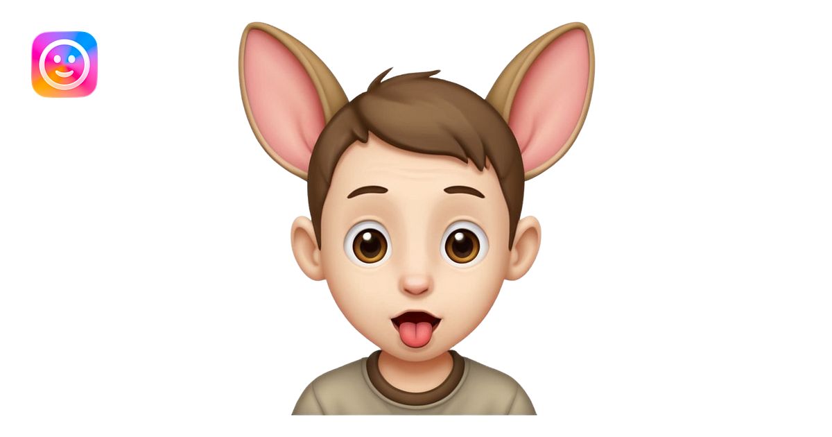 a boy with small eyes with big ears and with his tongue out emoji | AI ...