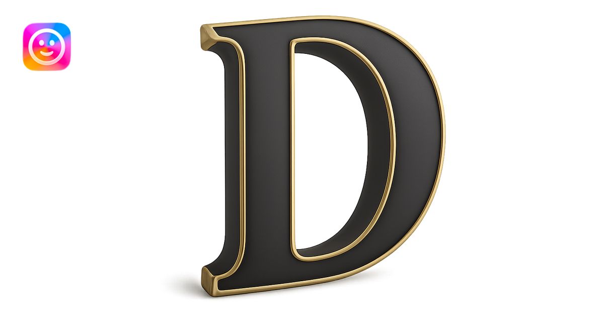 bold and clear letter D in 3D black style 3D illustration | AI Emoji ...