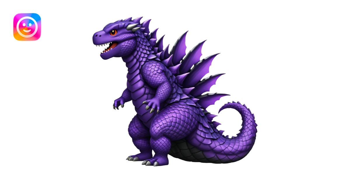 Godzilla black purple skales emoji | AI Emoji Generator