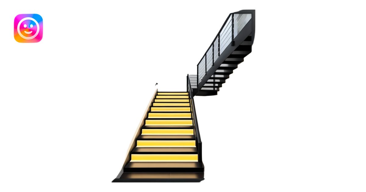 Lights up stairs 1 at floor looking down stairs emoji | AI Emoji Generator
