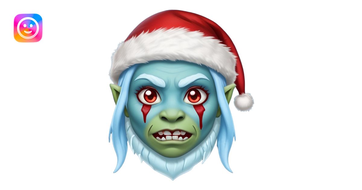 Fantasy orc portrait emoji, Santa Claus hat with icy texture, frozen ...