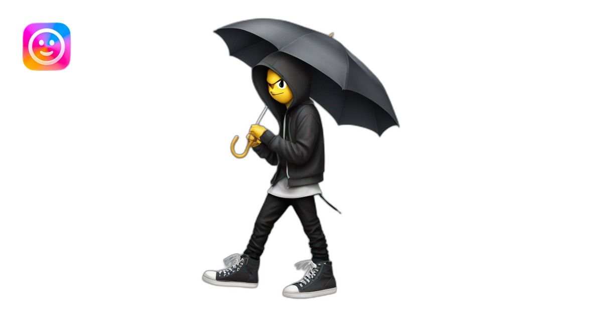 Angry emo kid in hoodie with umbrella in rick owens shoes emoji | AI ...