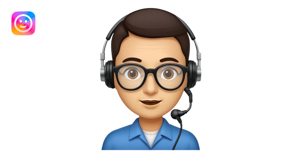 Un locutor de radio moreno con gafas emoji | AI Emoji Generator