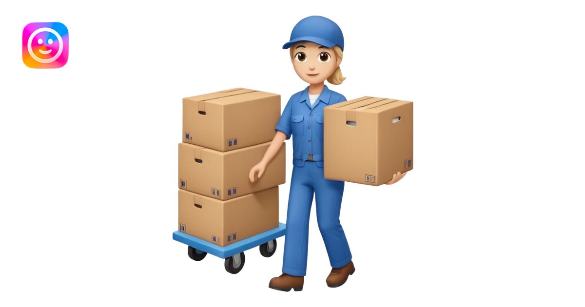 Box Carrier + dolly, Apartment Movers. emoji | AI Emoji Generator