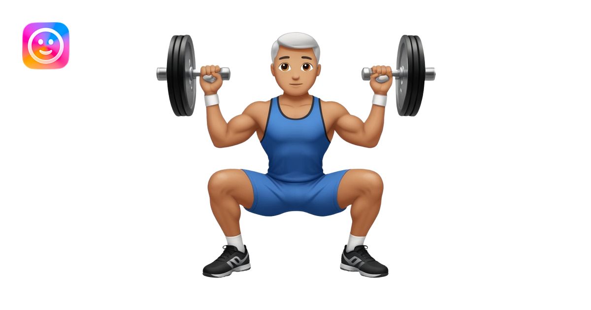 male goblet squat in gym emoji | AI Emoji Generator