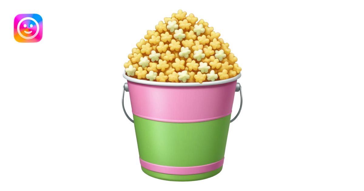 original popocorn emoji but the bucket is pink and green emoji | AI ...