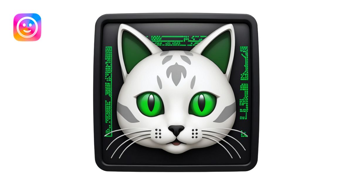 mac os icon code computer retro terminal, black, green white, cat draw ...