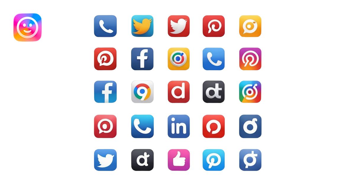 Create a set of social media logos grouped together: Slack, Reddit ...