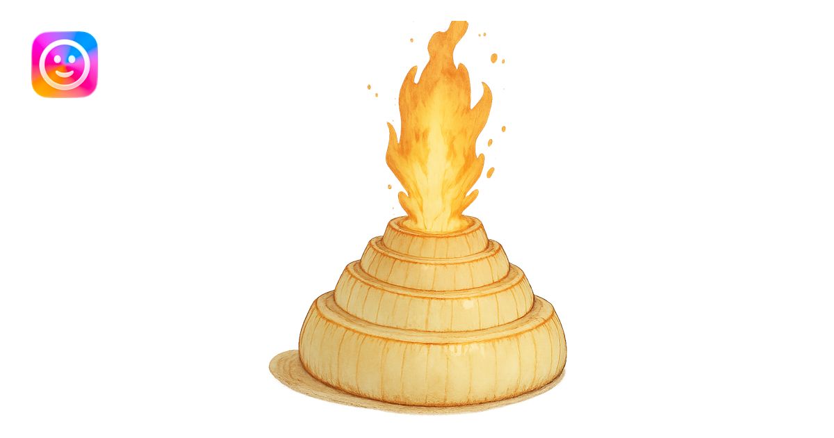 ghibli style illustration of a sliced onion volcano with fire erupting ...