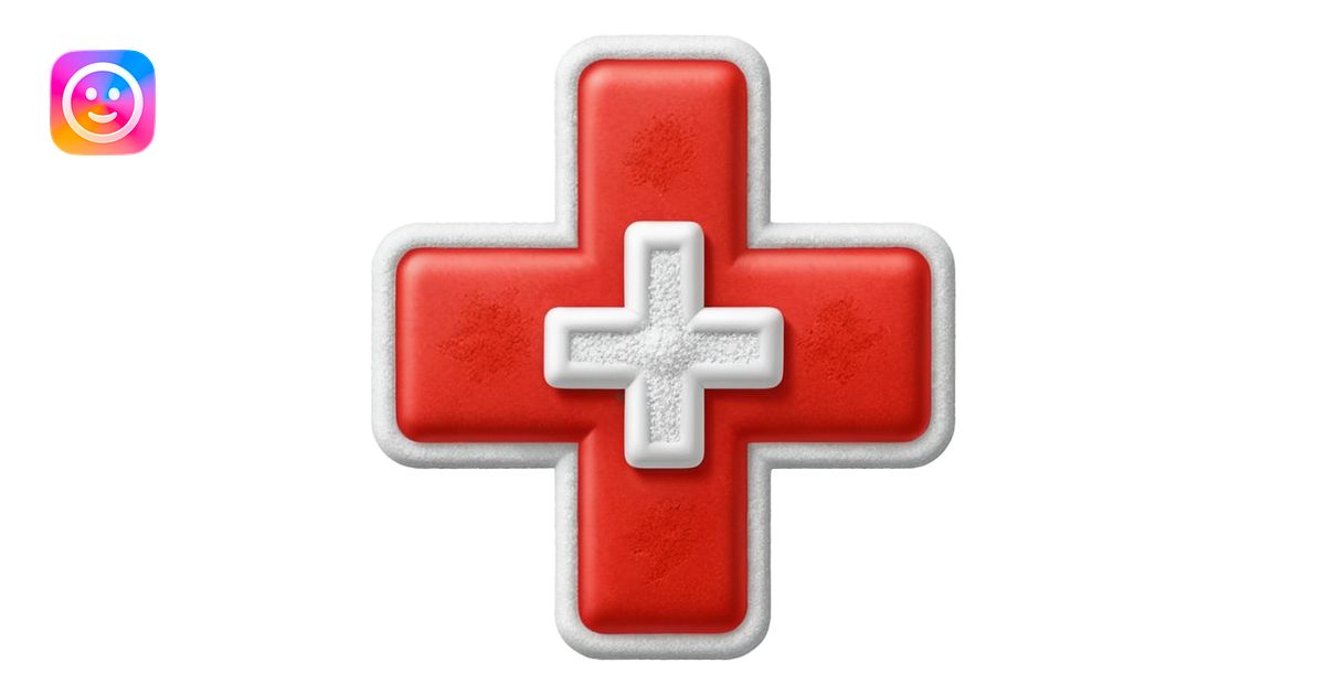 red cross icon on sugar powder emoji | AI Emoji Generator