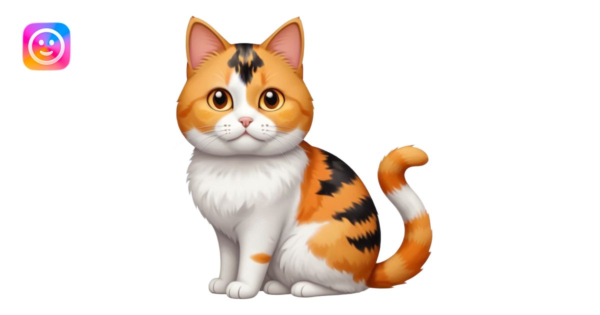 full body calico tabby + white cat with small head and short but chubby ...