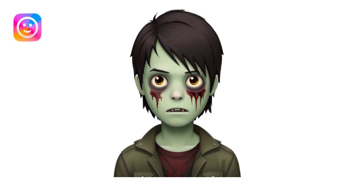 boy zombie with darkish brown medium lenght hair emo, no glasses emoji ...