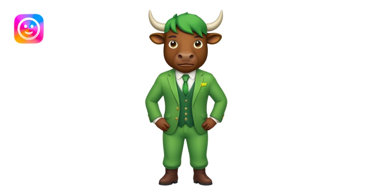 Green bull with clothes emoji | AI Emoji Generator
