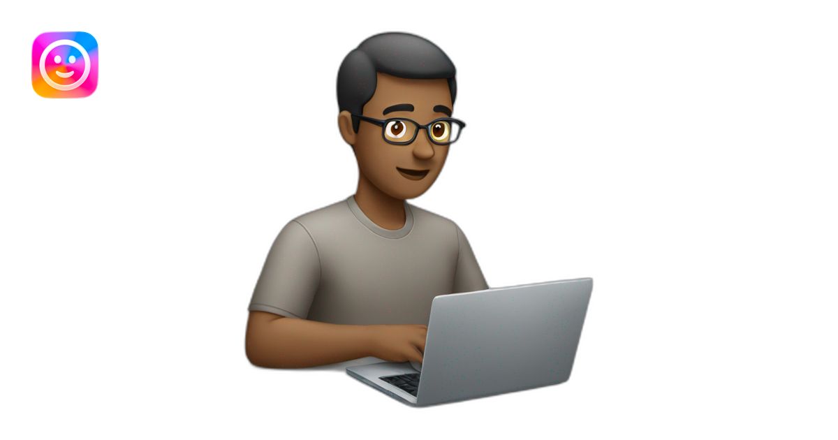 an adult working on his laptop emoji | AI Emoji Generator