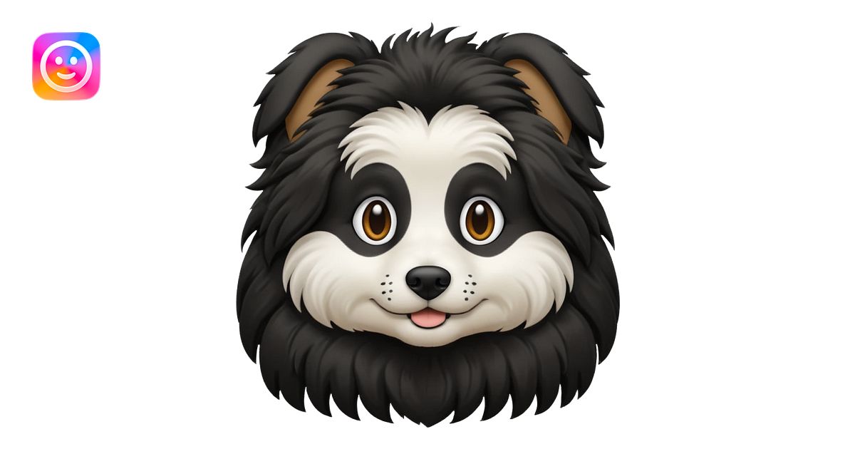 DOG BLACK AND WHITE WITH LONG HAIR emoji | AI Emoji Generator