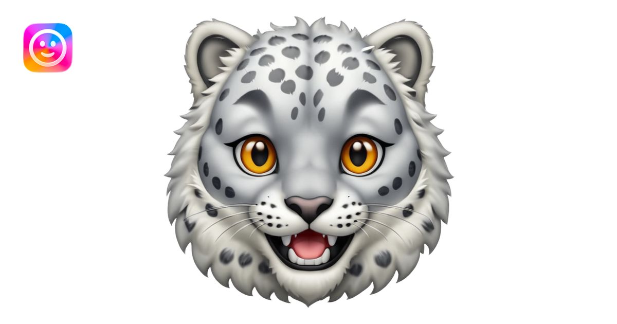 Snow leopard with teeth emoji | AI Emoji Generator