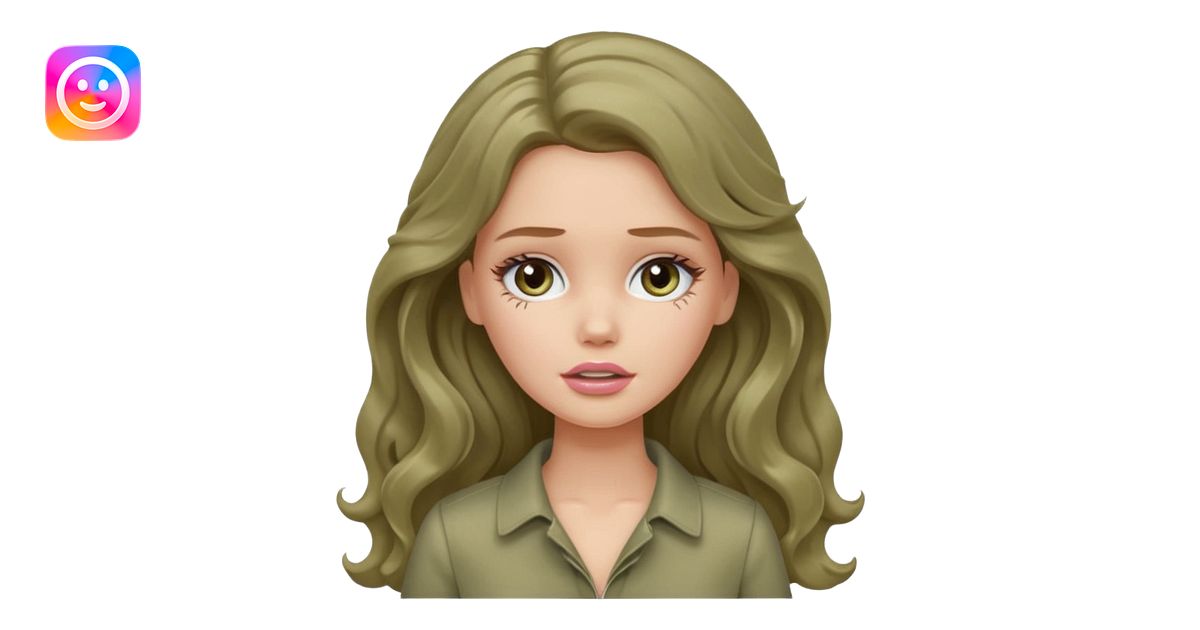 A white Barbie girl with long dark brown wavy hair in pale olive ...