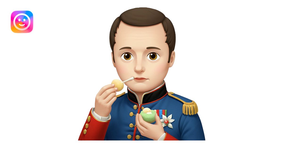 Napoleon Bonaparte ăn mochi emoji | AI Emoji Generator