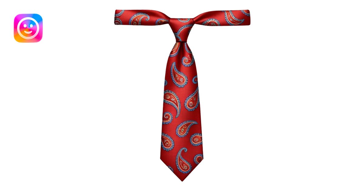 Tie, red, paisley pattern rolled emoji | AI Emoji Generator