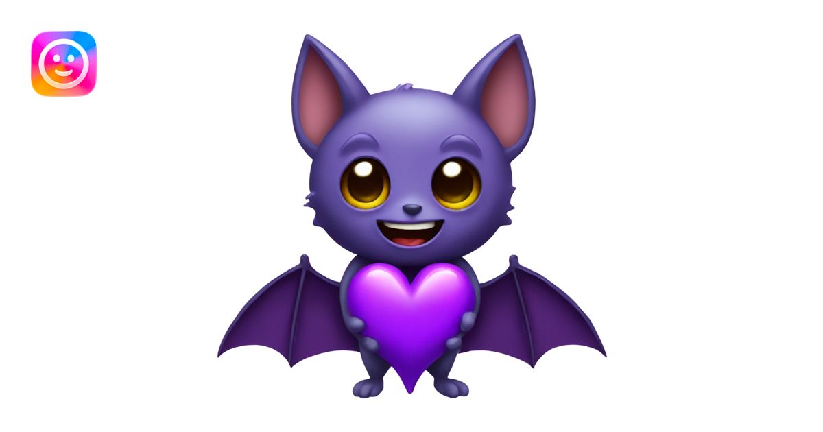 Bat holding a Purple Heart emoji | AI Emoji Generator