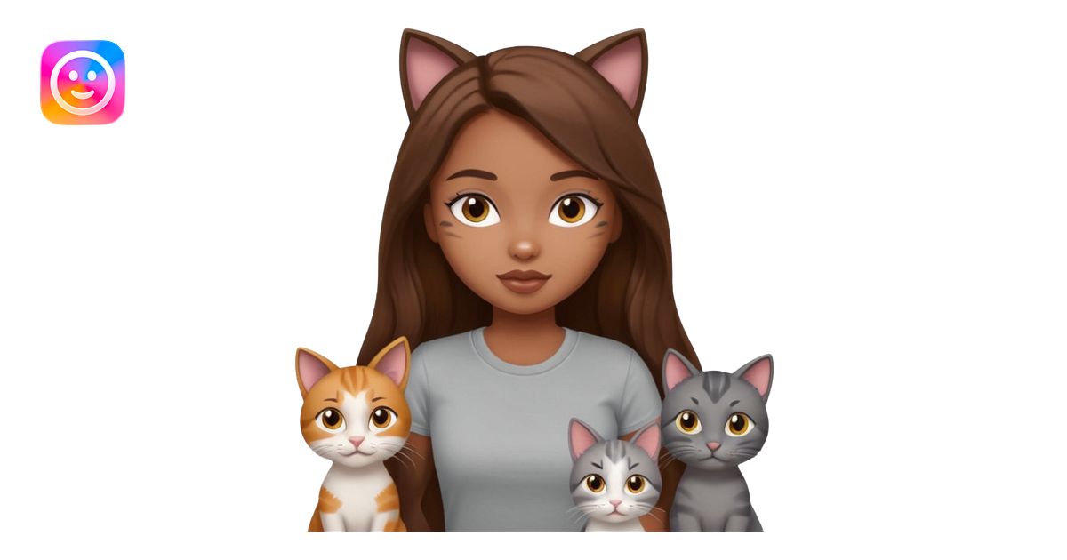 a pretty bratz dusky girl with long brown hair with six cats nd wearing ...