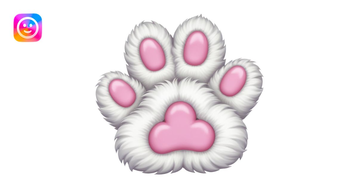 white cat fluffy paw, from the bottom, cute emoji | AI Emoji Generator