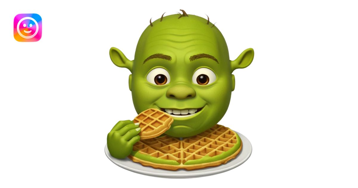 Shrek eating waffles emoji | AI Emoji Generator