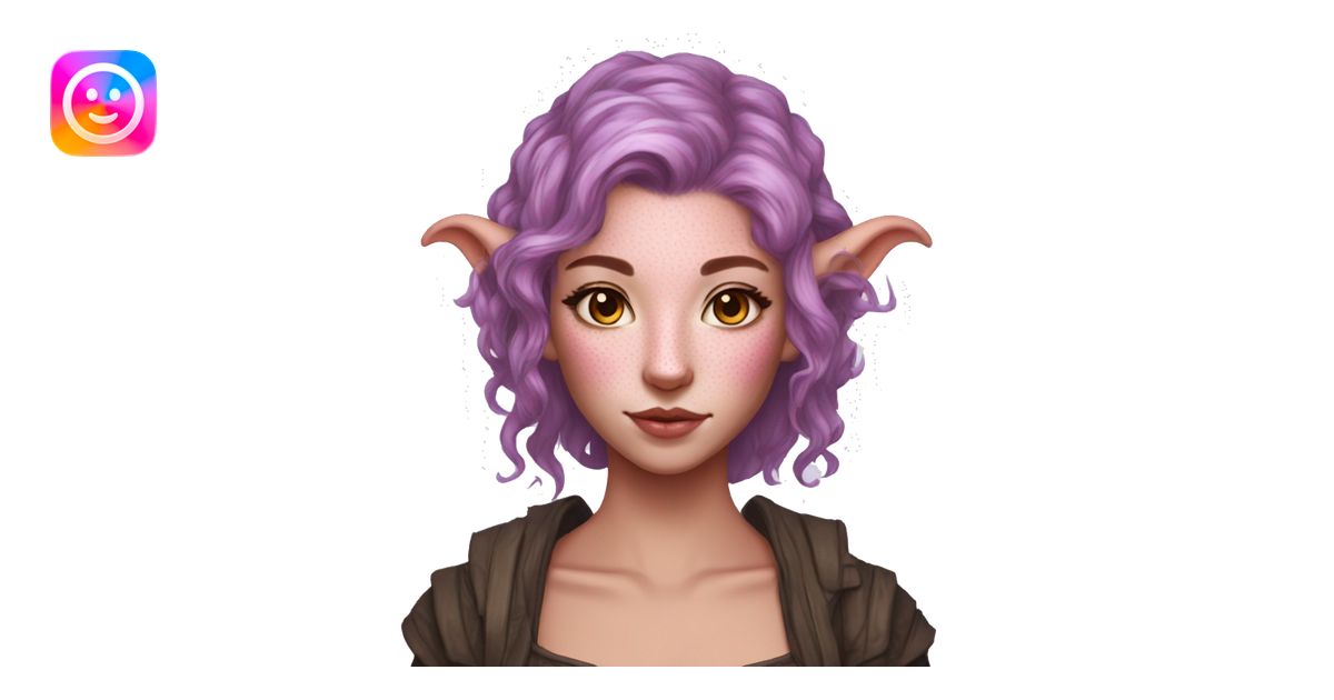tiefling lavender skin freckles pink hair emoji | AI Emoji Generator