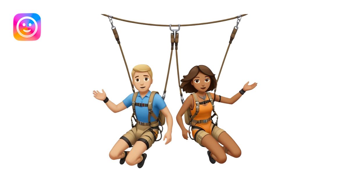 White man and brown woman on a tandem bungee jump emoji | AI Emoji ...