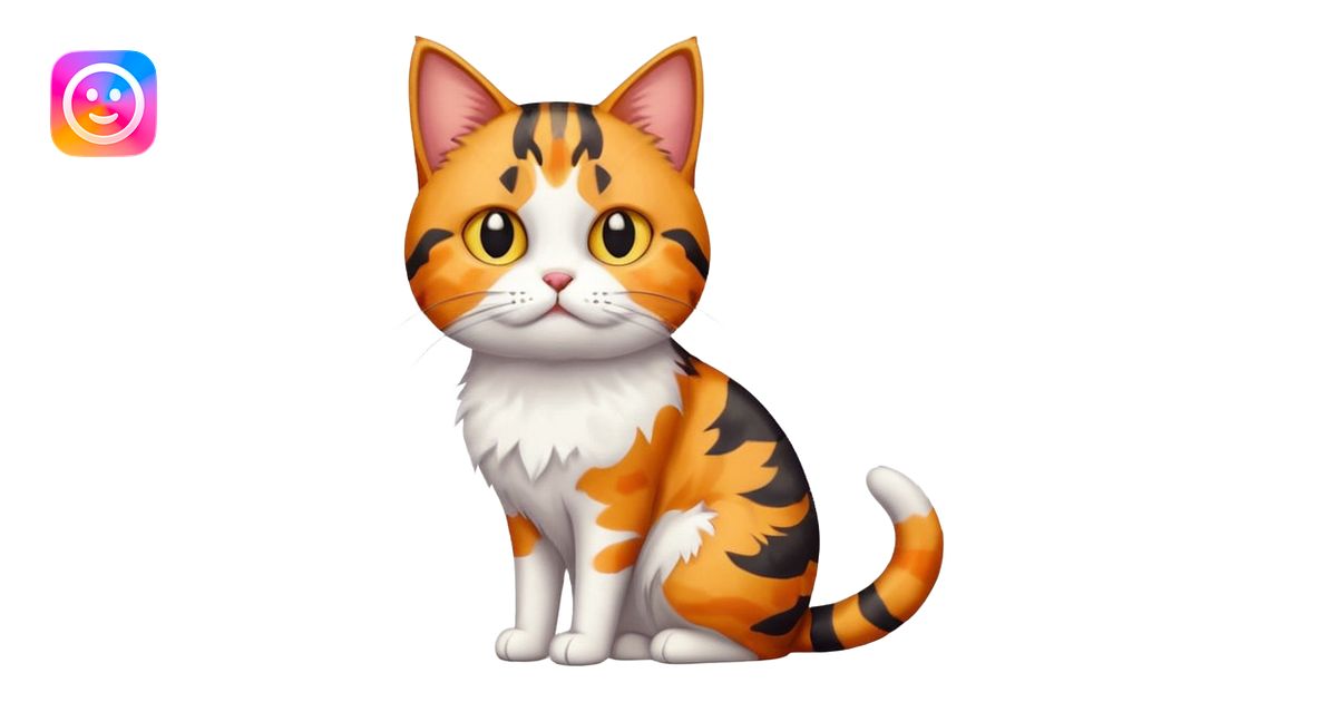 full body colourful calico tabby cat with skinny head and fat body with ...