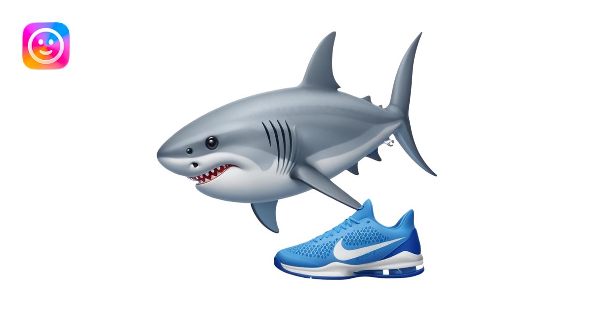 Tiburón con 3 patas y tenis Nike azules emoji | AI Emoji Generator