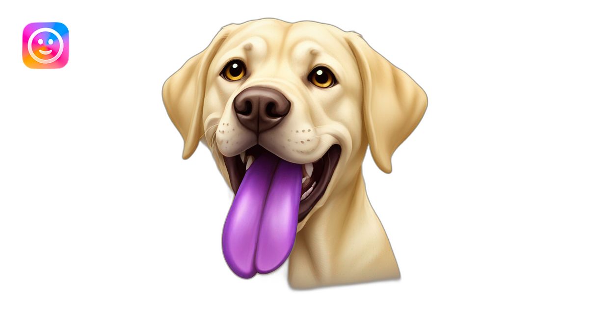 Yellow Labrador Dogue with purple tongue::2 emoji | AI Emoji Generator