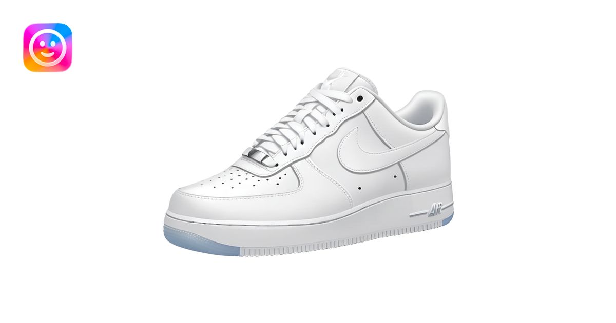 Pristine white Nike Air Force 1 with visible Nike swoosh logo emoji ...