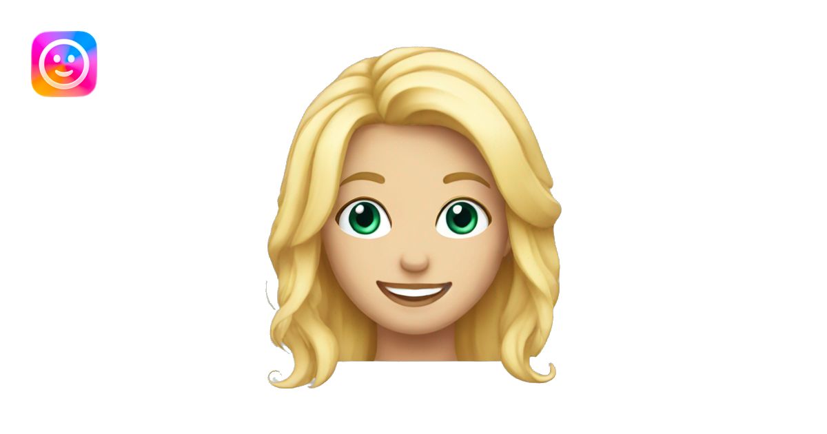 blonde girl with american smile winking emoji | AI Emoji Generator