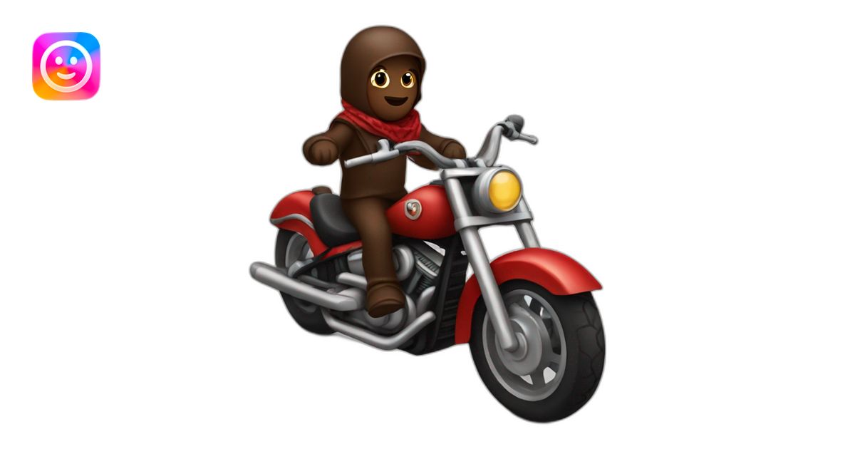 a chocolate brown doodle riding a motocycle with a red and black ...