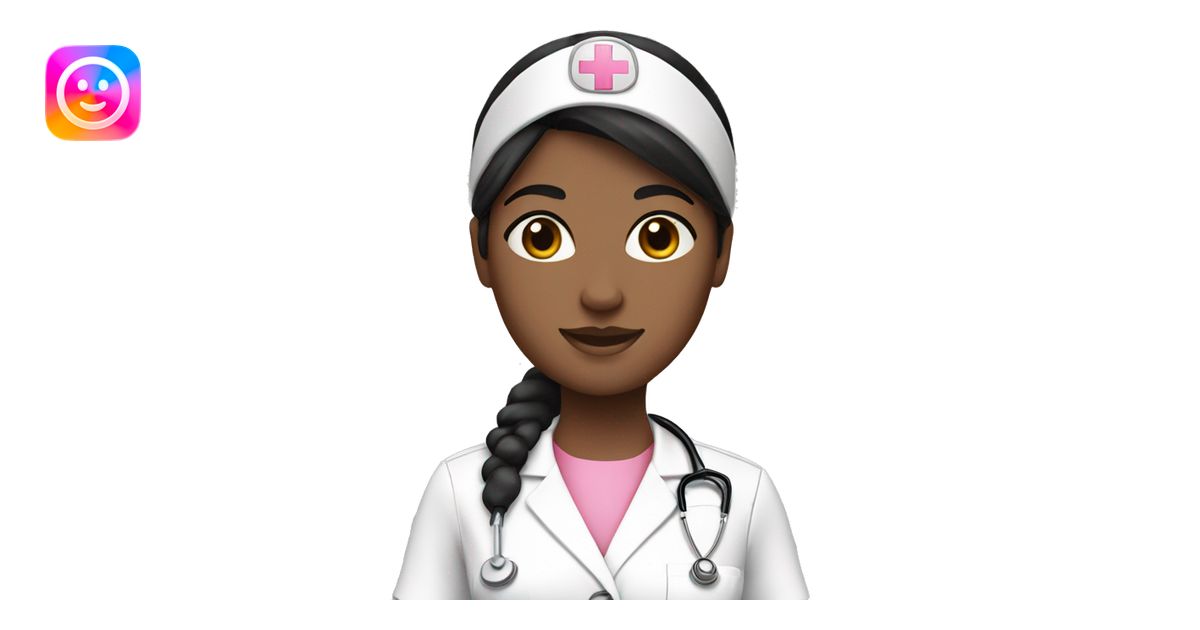 1 Nurse ,white woman, black hair ,pink scrubs emoji | AI Emoji Generator
