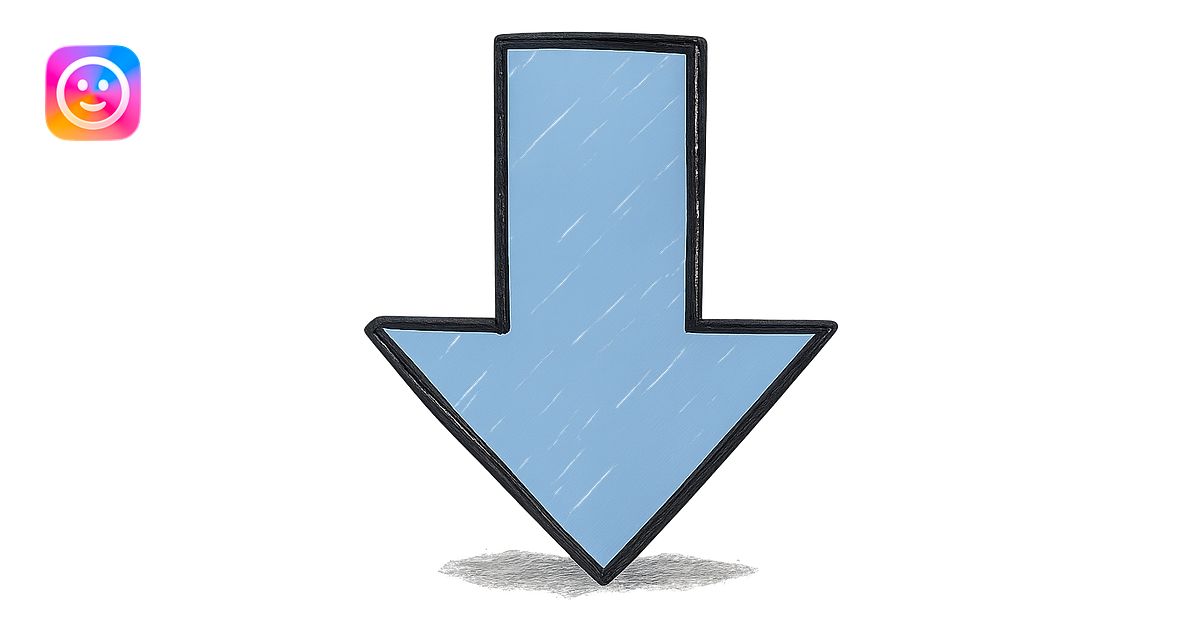 Blue arrow pointing down, add a shadow icon | AI Emoji Generator