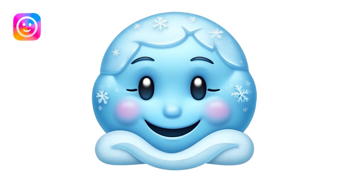 frozen smiley face sleeping, icy blue color, frosty details emoji | AI ...