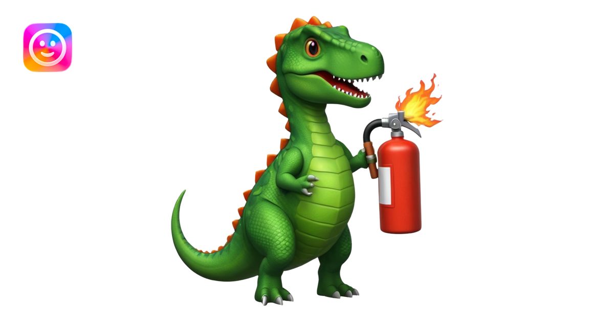 Dinosaur with a fire extintor emoji | AI Emoji Generator