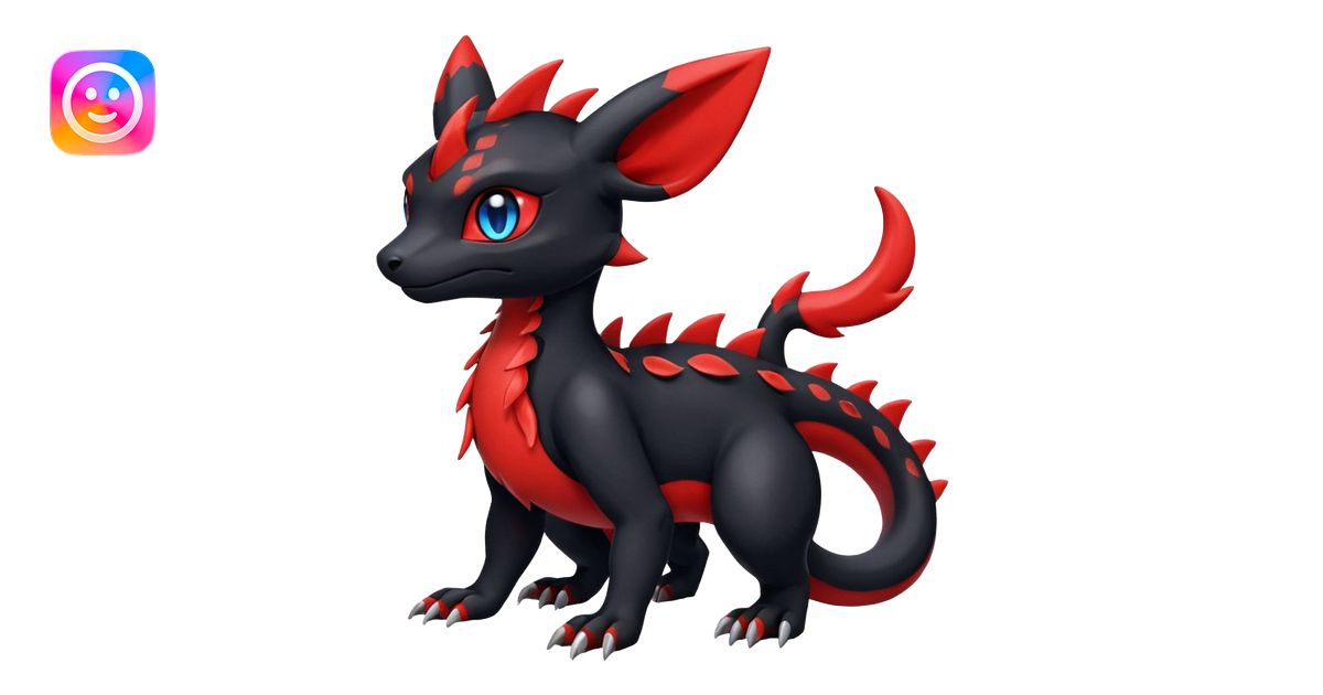 Cute Shiny Guilmon-Salandit-Umbreon-Fakémon-hybrid-creature (full body ...
