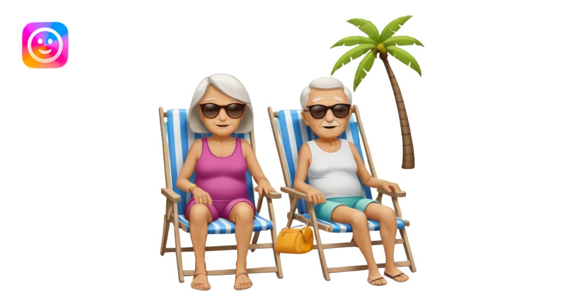 an emoji that shows elderly one woman and one man, both are retired and ...