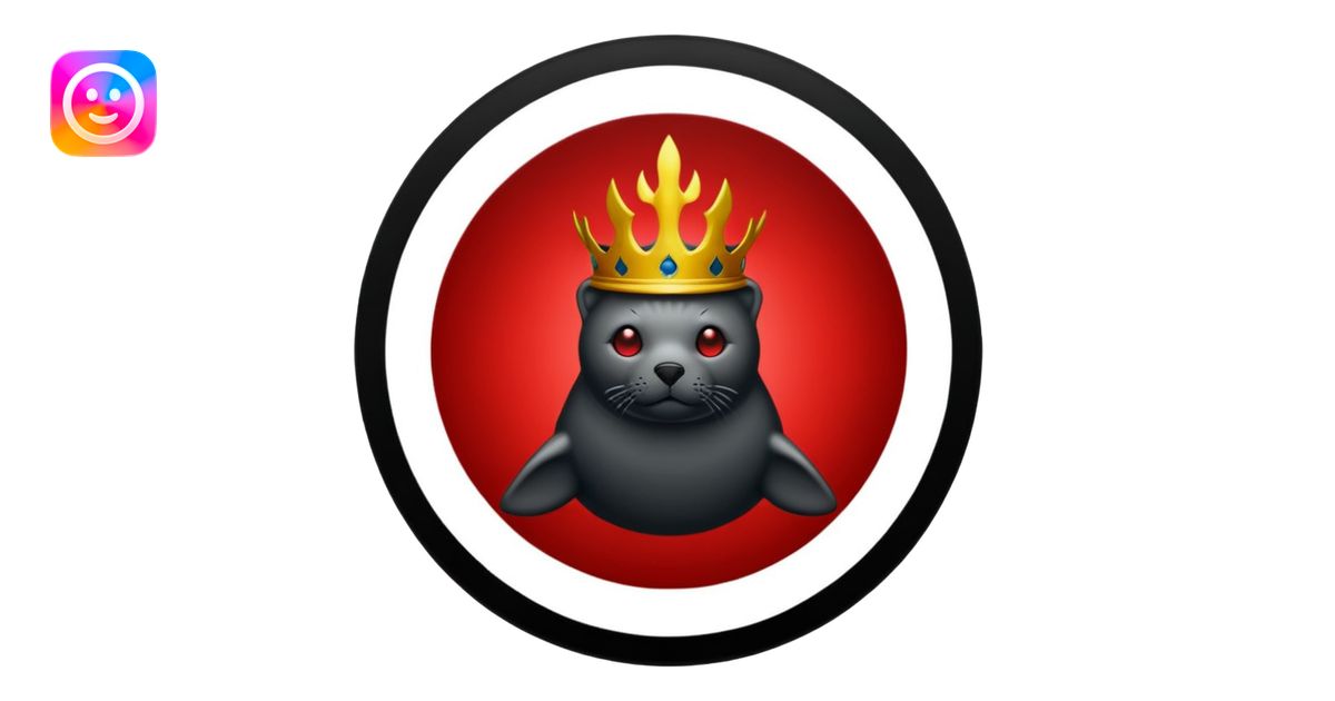 iOS sticker, summoning seal, black circle, red symbol, minimal emoji ...