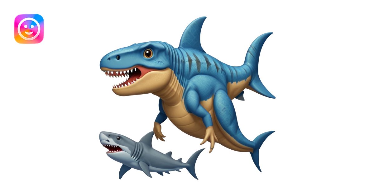 Dinosaur swimming with shark emoji | AI Emoji Generator