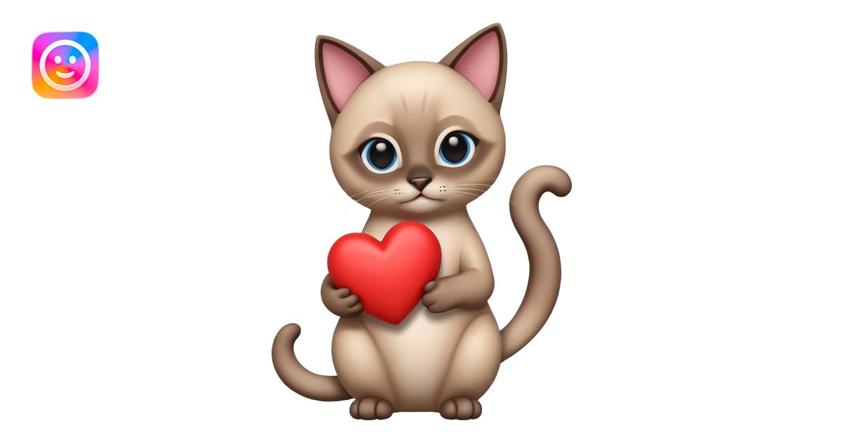 The Siamese cat is holding a heart 3d emoji | AI Emoji Generator