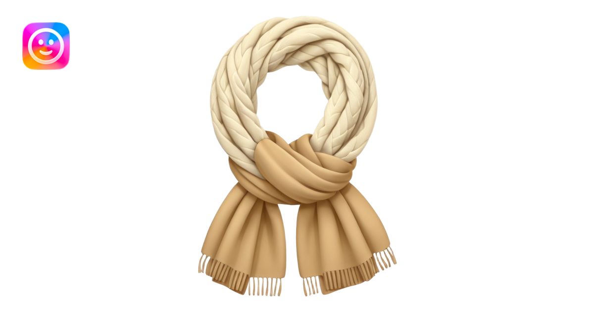 cute soft-matte emoji of an isolated ivory scarf with thick cable-knit ...